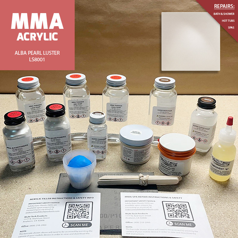 MMA ACRYLIC SINGLE REPAIR KIT SPA ALBA PEARL LUSTER – MTP